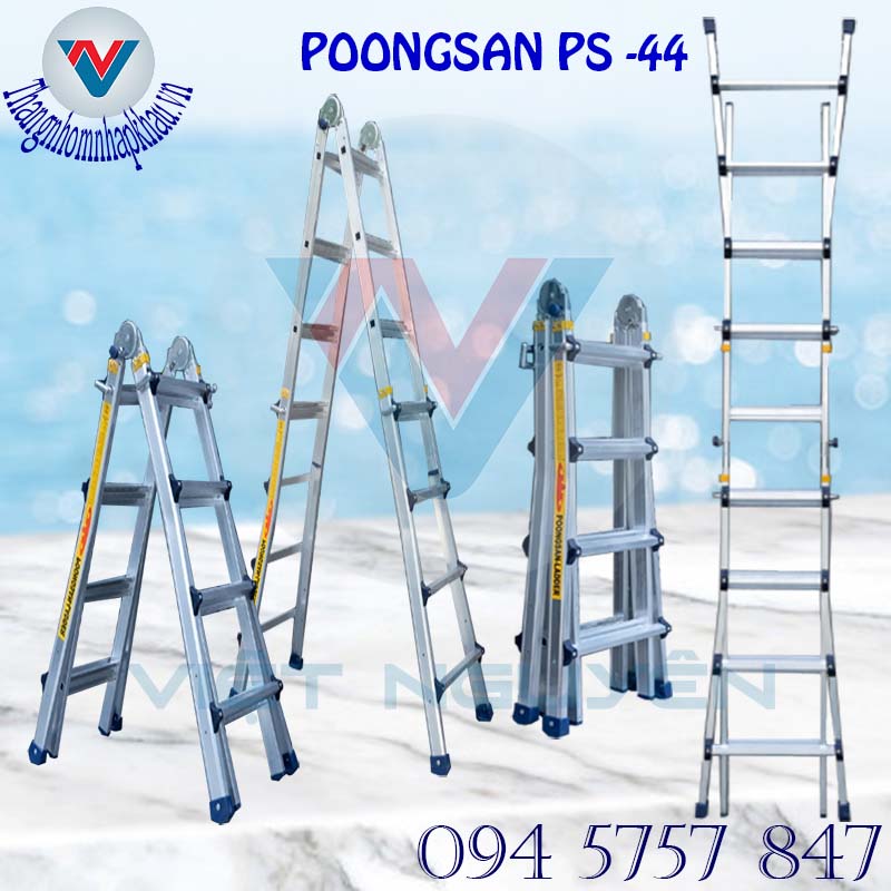 Thang Nhôm Gấp Đa Năng Poongsan PS -44 Cao A Max 2,11m